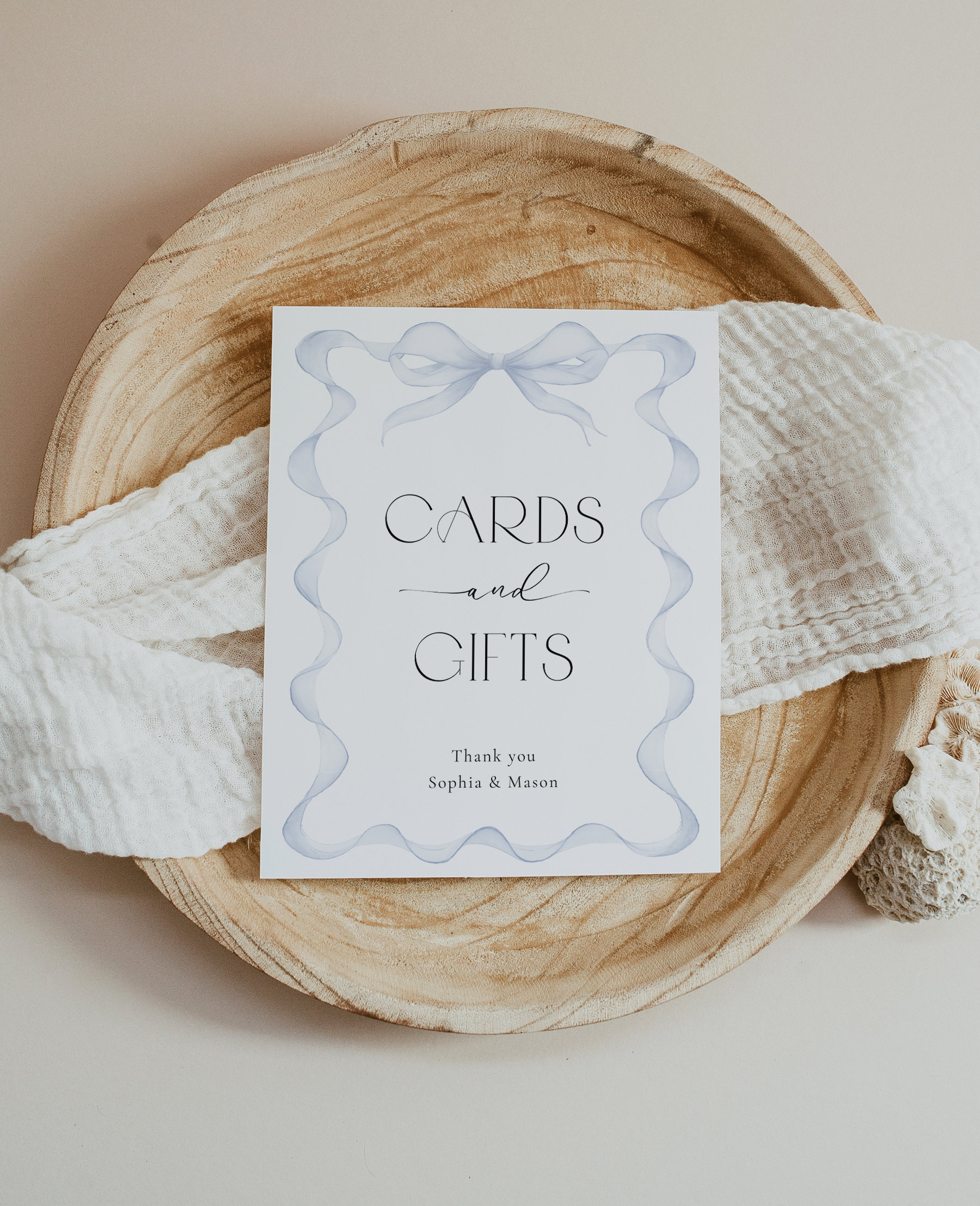 Blue Bow Cards and Gifts Sign, Wedding Gift Sign, Bow Gifts Sign ...