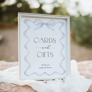 Blue Bow Cards and Gifts Sign, Wedding Gift Sign, Bow Gifts Sign ...