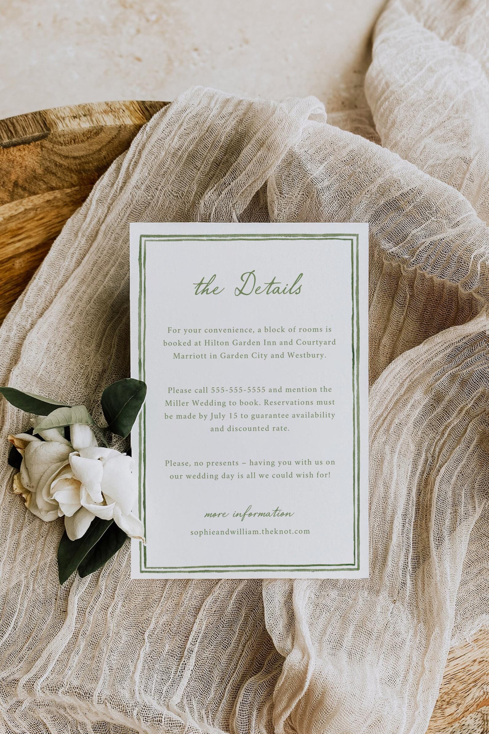 Green Stripe Wedding Invitation Template Suite, Editable RSVP & Details ...