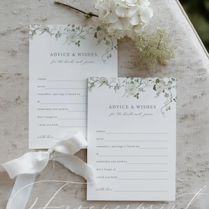 Wedding Advice and Wishes Card, Printable Marriage Advice Game, Elegant ...