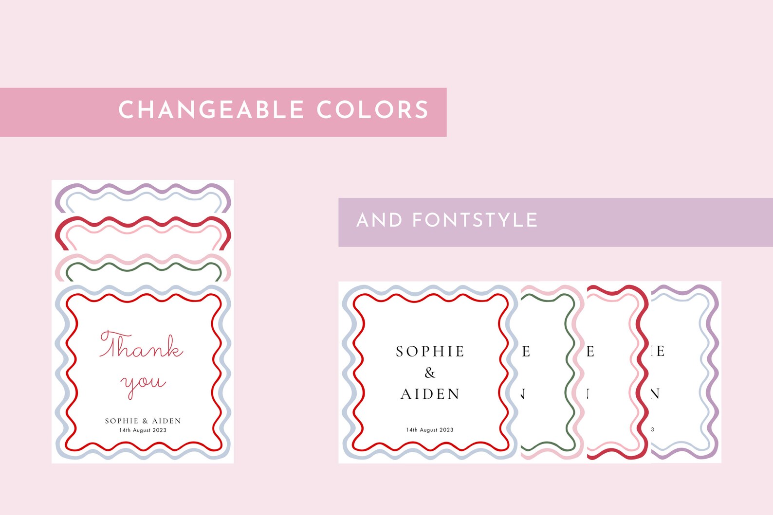 Wavy Square Favor Tag and Sticker Template, Scalloped Border, Printable ...
