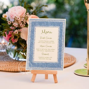 Blue Watercolor Floral Border Menu Template, Rustic Boho Wedding or ...