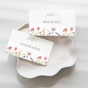Floral Place Cards Template, Printable Place Cards, Wedding Name Cards ...