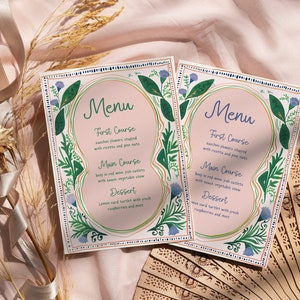 Colorful Floral Spring Menu Template, Hand Drawn, Printable Dinner Menu ...