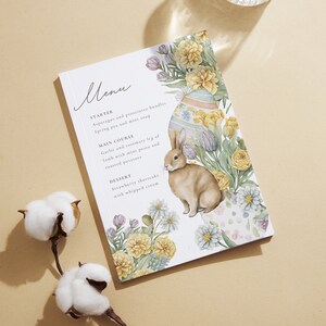 Easter Brunch Menu, Easter Menu, Watercolor Bunny Menu, Printable ...