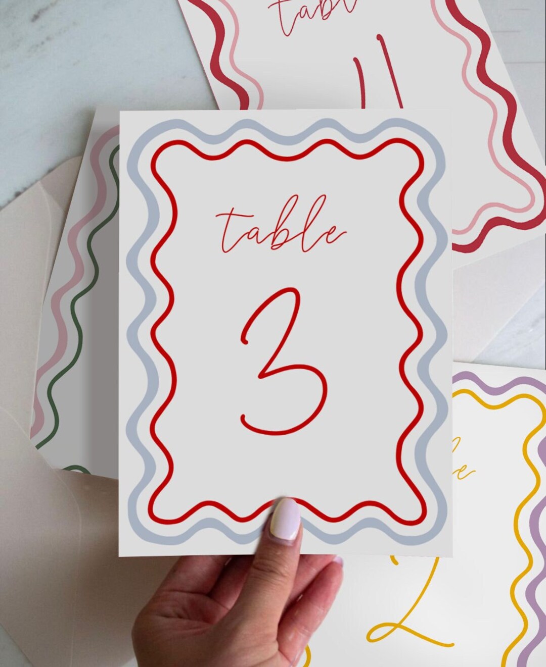 EDITABLE COLOR Wave Wedding Table Numbers Template | Printable Table ...