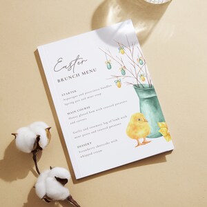 Easter Brunch Menu, Easter Menu, Watercolor Bunny Menu, Printable ...