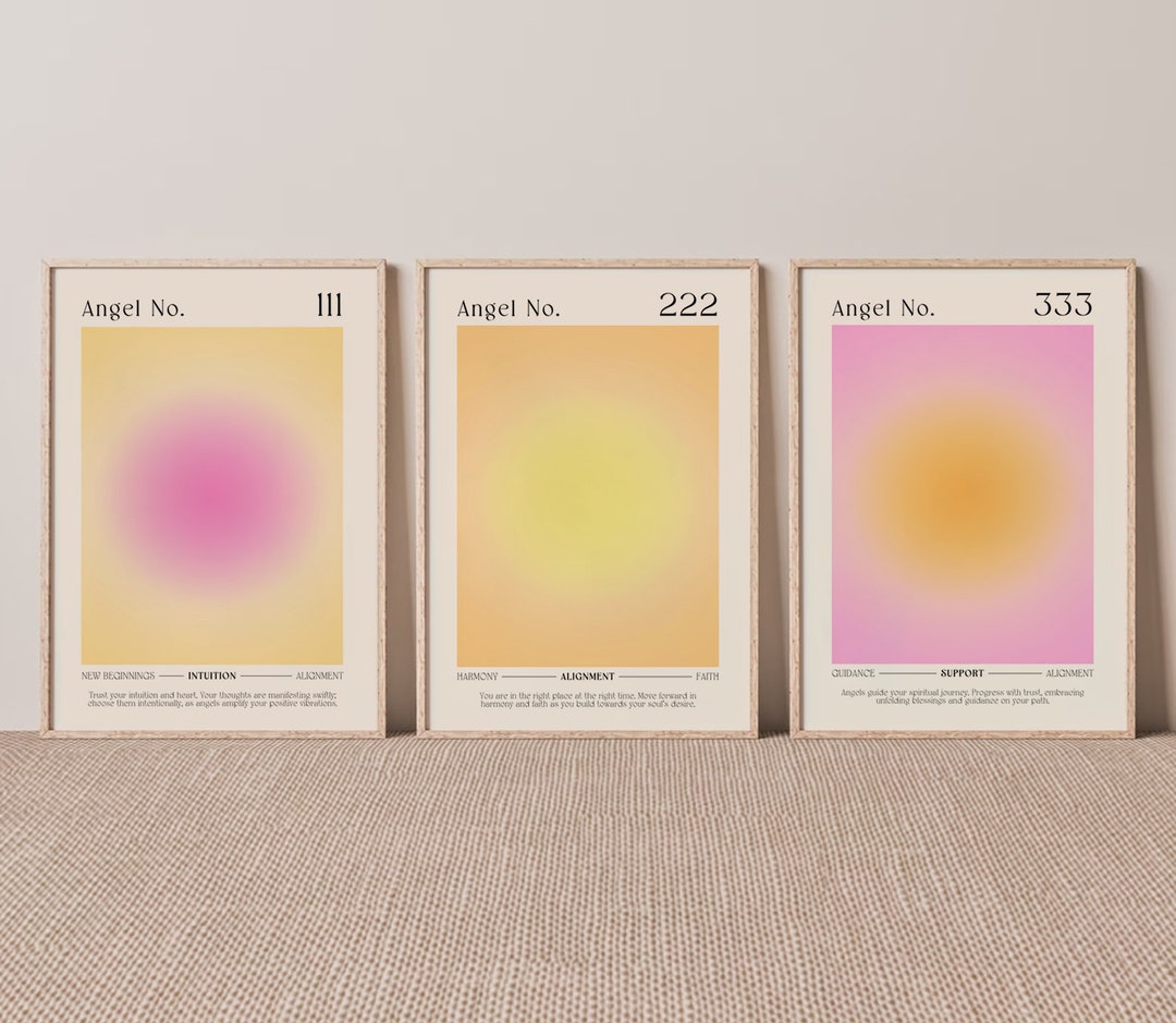 Angel Numbers Set | Gradient Wall Art | Aura Angel Number Posters ...