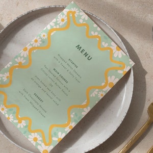 Daisy Flowers Menu Template: Floral Menu - Instant Download - Summer ...