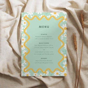 Daisy Flowers Menu Template: Floral Menu - Instant Download - Summer ...