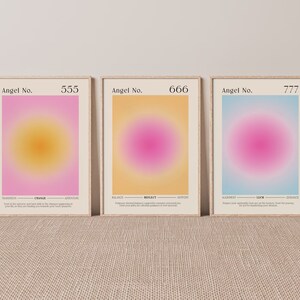 Angel Numbers Set Gradient Wall Art Aura Angel Number Posters ...