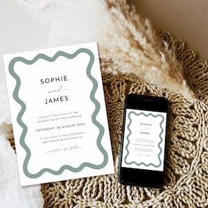 Curvy Wedding Invitation Template, Instant Download Editable Invite ...
