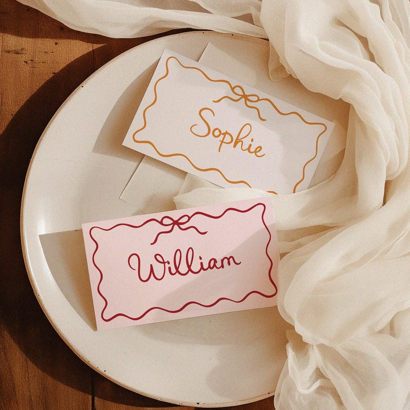 Swirl Name Cards - Etsy