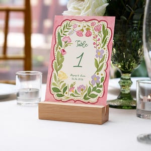 Pink Floral Table Number Template, Hand Drawn, Printable Table Number ...