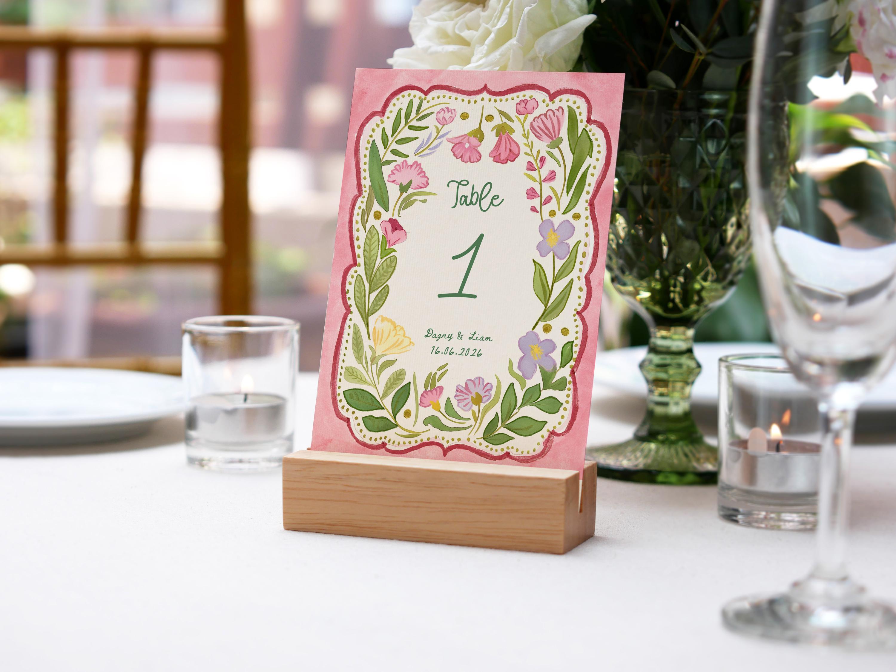 Pink Floral Table Number Template, Hand Drawn, Printable Table Number ...