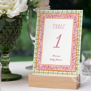 Pink Green Table Number Template, Hand Drawn, Printable Table Number ...