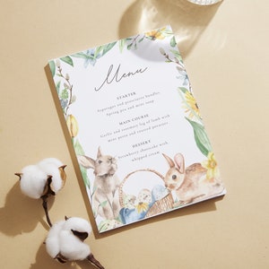 Easter Menu, Bunny Menu, Easter Brunch Menu, Editable Printable ...