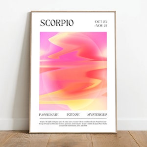 Scorpio Zodiac Poster, Scorpio Zodiac Wall Art Aura Print, Scorpio ...