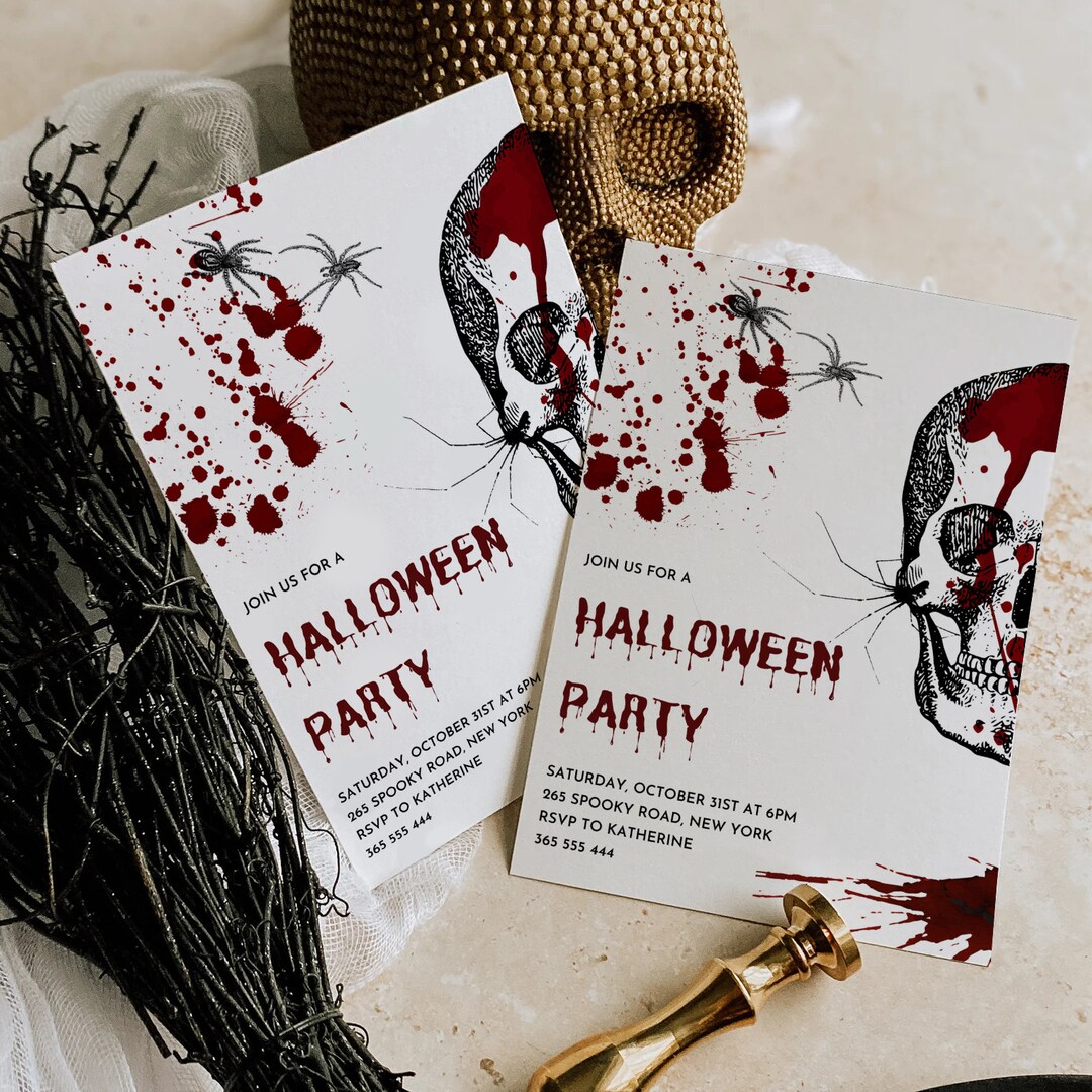 Adult Bloody Halloween Invitation, Halloween Party Invitation, Spooky ...