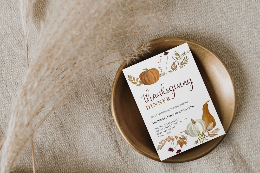 Editable Thanksgiving Invitation Template, Thanksgiving Dinner ...