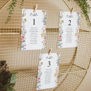 Wildflower Wedding Table Numbers Seating Chart, Editable Table Numbers ...