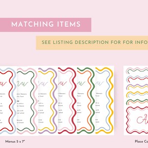 Wavy Bar Menu Template, Hand Drawn, Wedding/bridal Shower Bar Menu ...