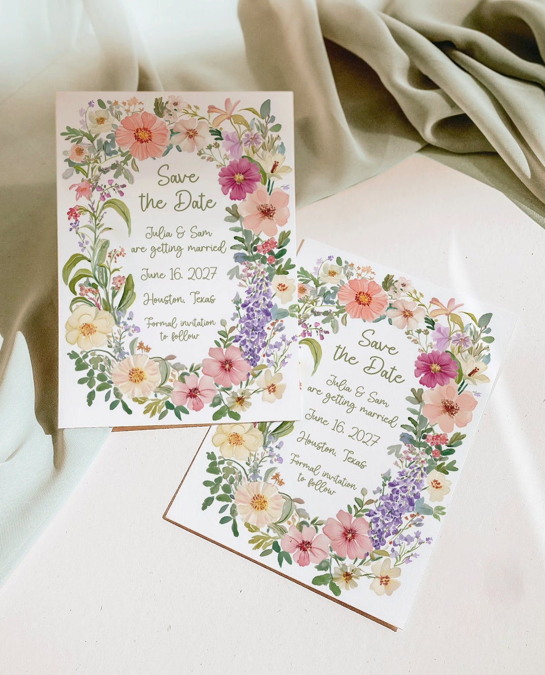 Colorful Floral Save the Date Wedding Invitation Template, Printable ...