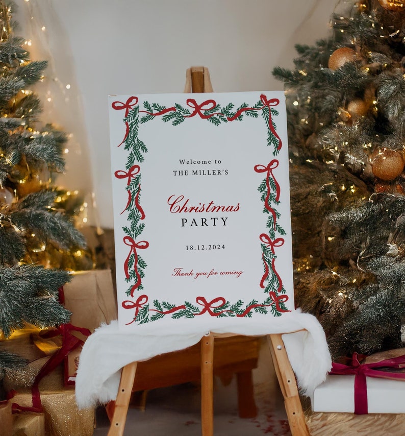 Editable Christmas Welcome Sign Template | Personalized Holiday Party ...