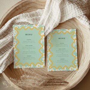 Daisy Flowers Menu Template: Floral Menu - Instant Download - Summer ...