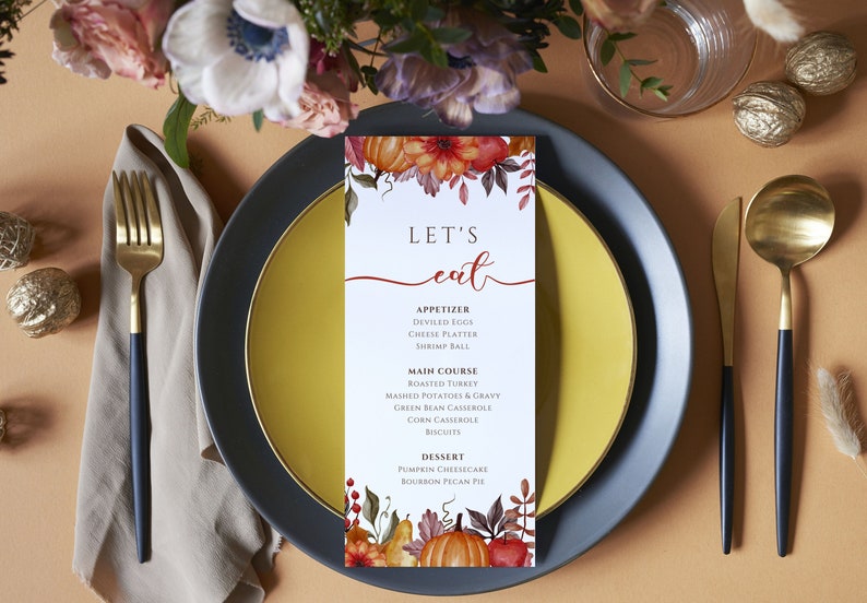 Editable Thanksgiving Menu Template. Friendsgiving Dinner Menu - Etsy