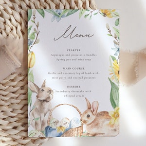Easter Menu, Bunny Menu, Easter Brunch Menu, Editable Printable ...