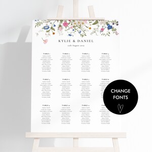 Wildflower Wedding Seating Chart, Printable Wedding Table Plan, Wedding ...