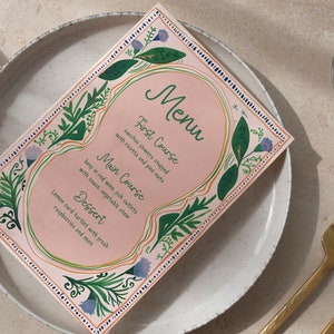 Colorful Floral Spring Menu Template, Hand Drawn, Printable Dinner Menu ...