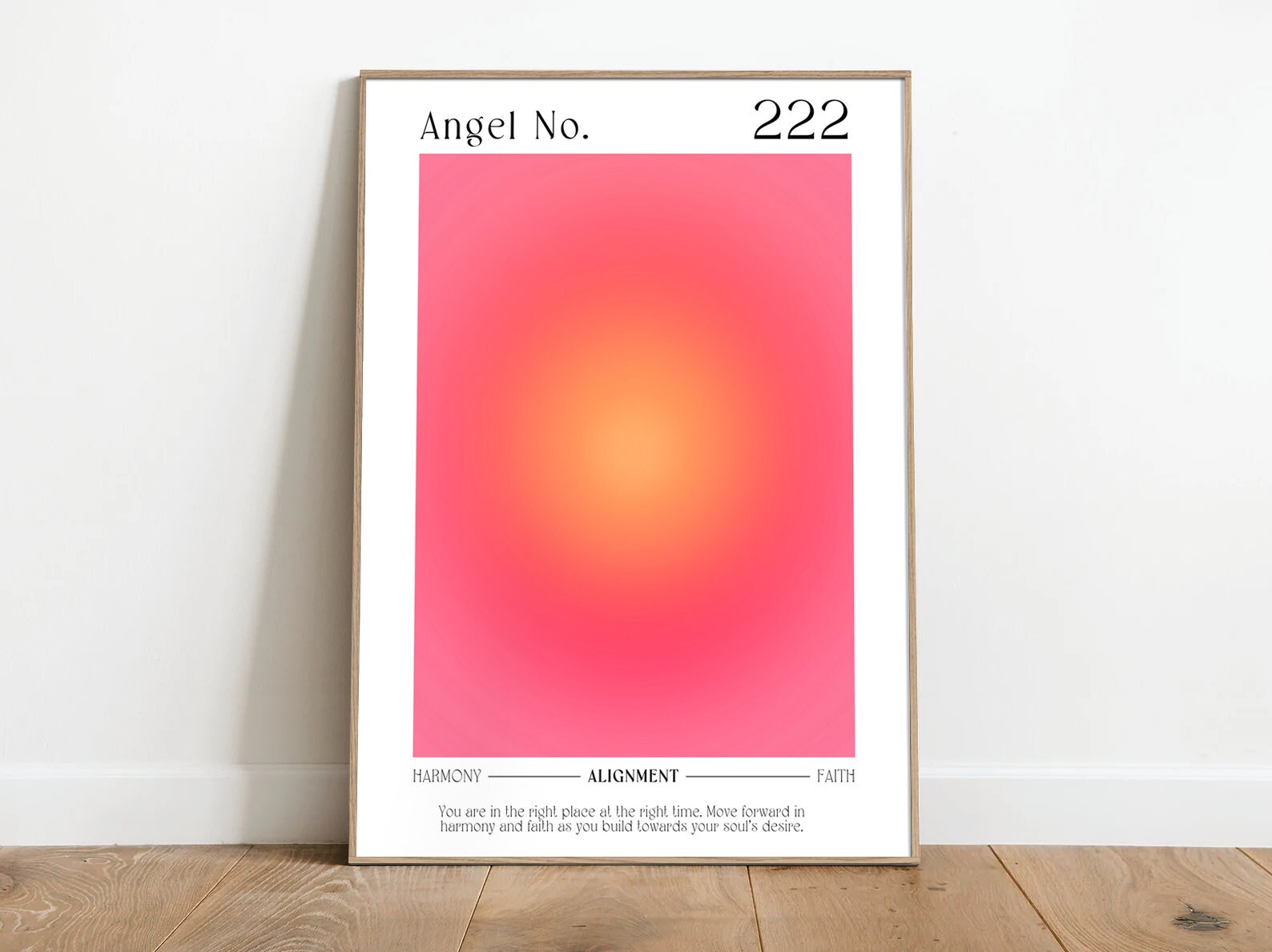 Angel Number 222, Aura Energy Wall Art, Pink Gradient Wall Art ...