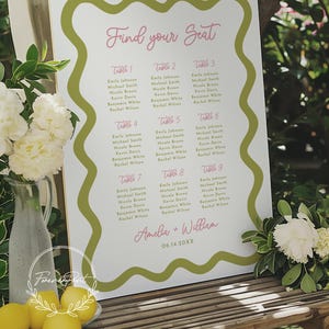 Wavy Border Seating Chart Template, Whimsical Wedding Sign, Printable ...