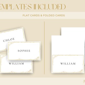 Gold Place Cards, Gold Name Cards, Place Card Templates, Tent Card ...