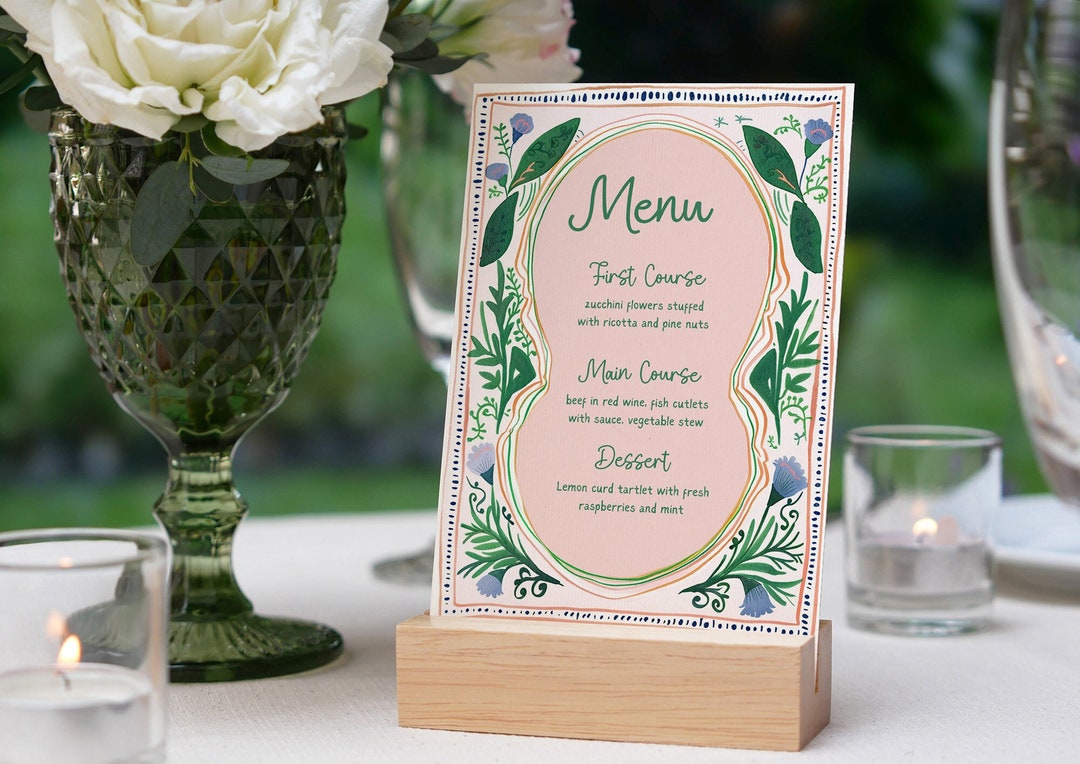 Colorful Floral Spring Menu Template, Hand Drawn, Printable Dinner Menu ...