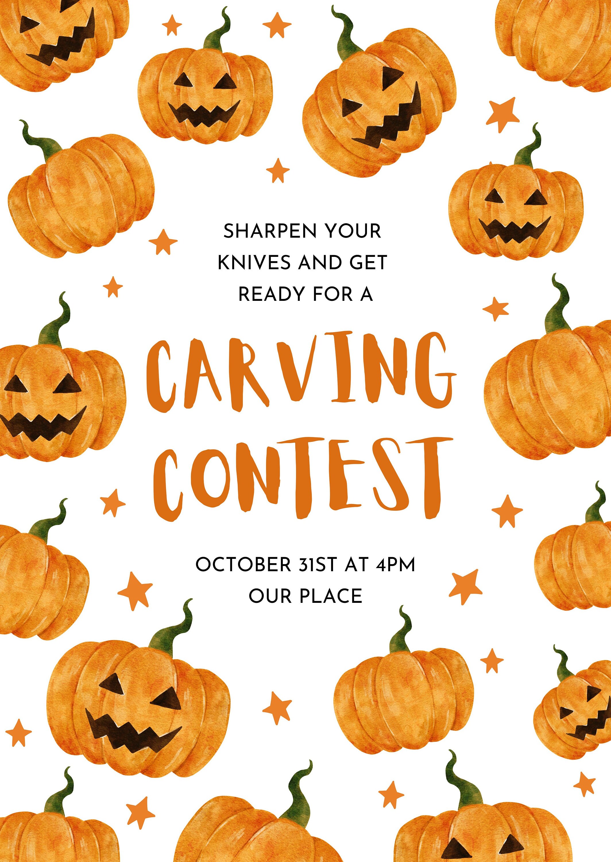 Printable Pumpkin Carving Invitation Template, Pumpkin Carving ...