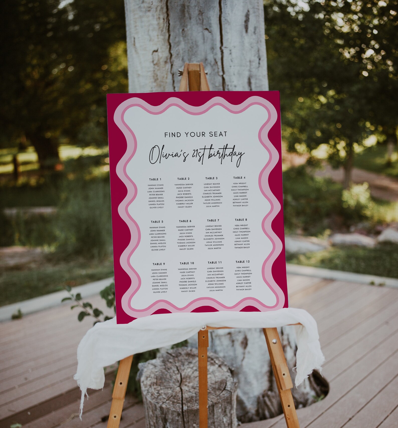 Ladies 21st Birthday Seating Chart, Printable Instant Download ...