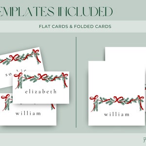 Christmas Place Cards Template, Holiday Party Seating Card, Food Labels ...