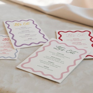 Wavy Menu Template, Hand Drawn, Wedding Bridal Shower Menu, Printable ...