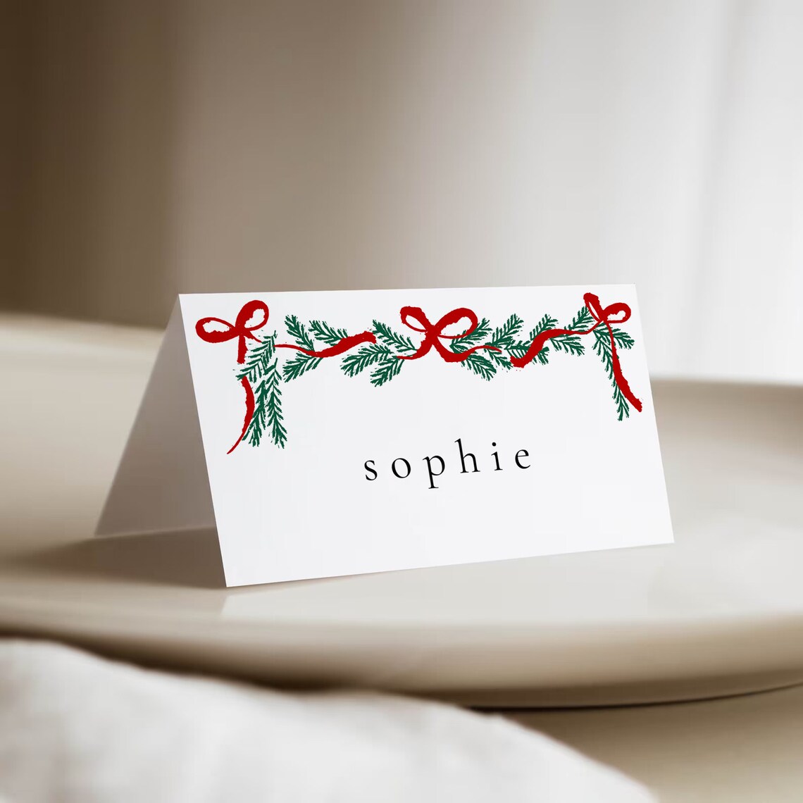 Christmas Place Cards Template, Holiday Party Seating Card, Food Labels ...
