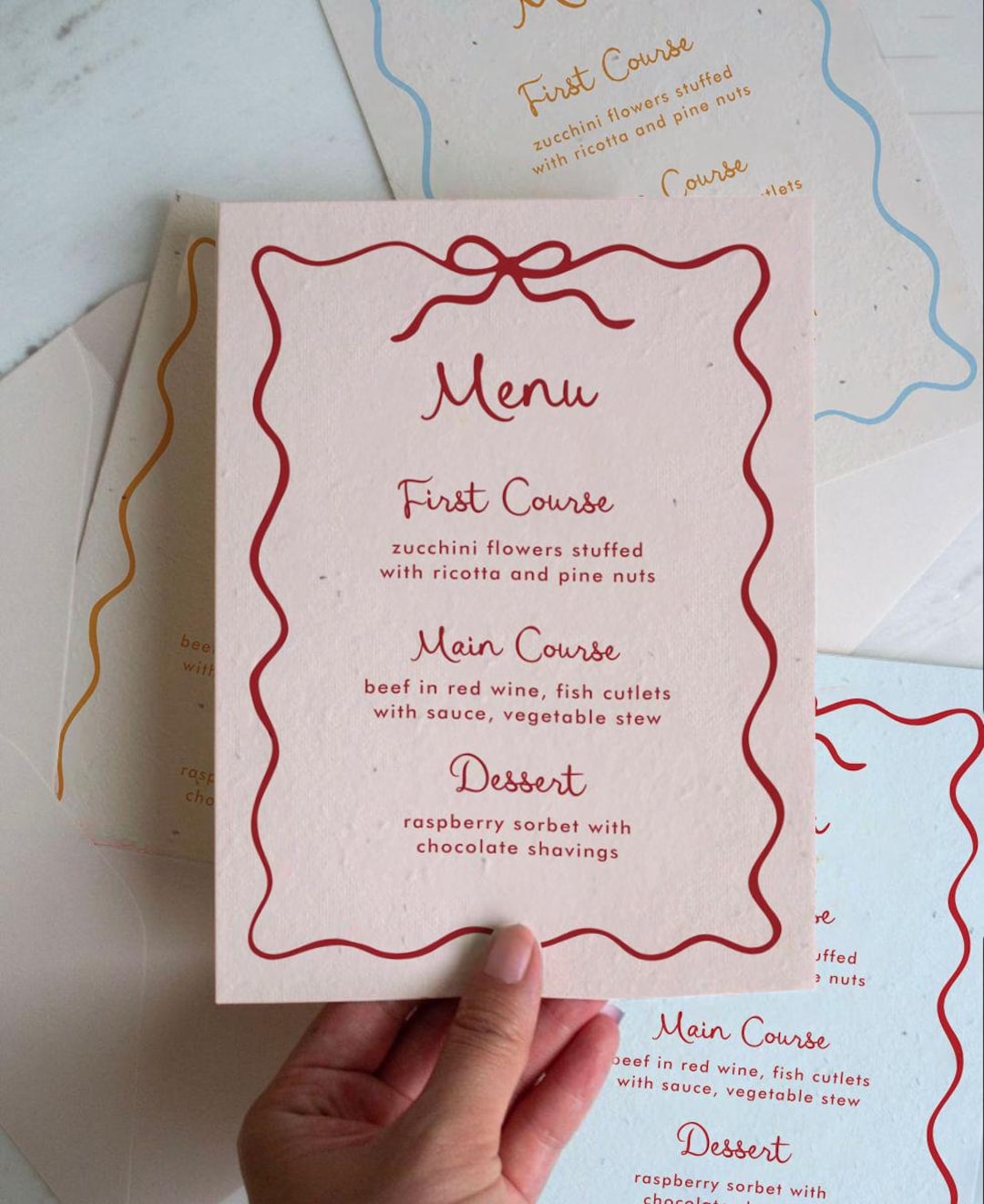 Curvy Bow Menu Template, Hand Drawn, Wedding/bridal Shower Menu ...