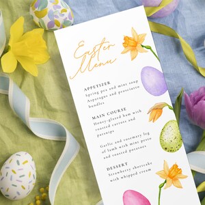 Easter Menu, Printable Easter Menu, Easter Brunch Menu, Editable ...