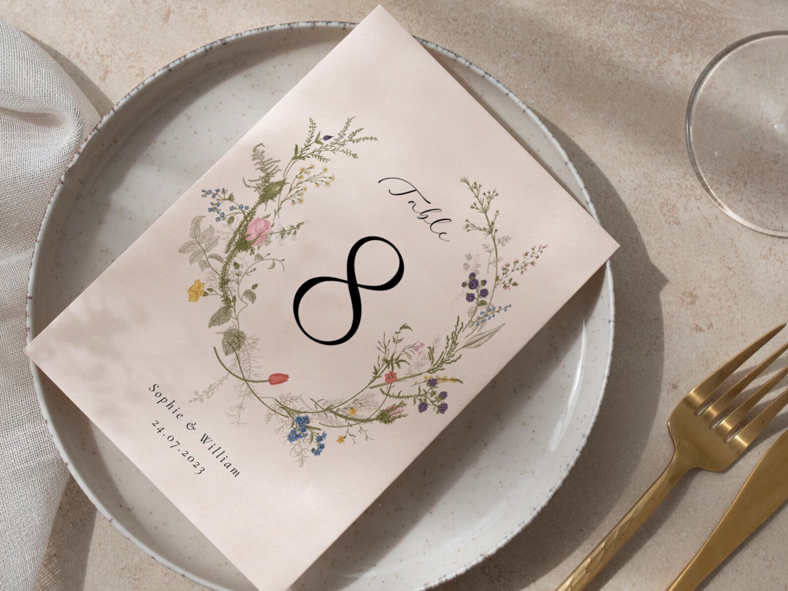 Wildflower Wreath Table Number Cards, Outdoor Garden Wedding, Floral ...