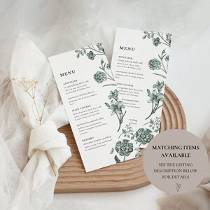 Green Floral Place Cards Template, Printable Place Cards, Wedding Name ...
