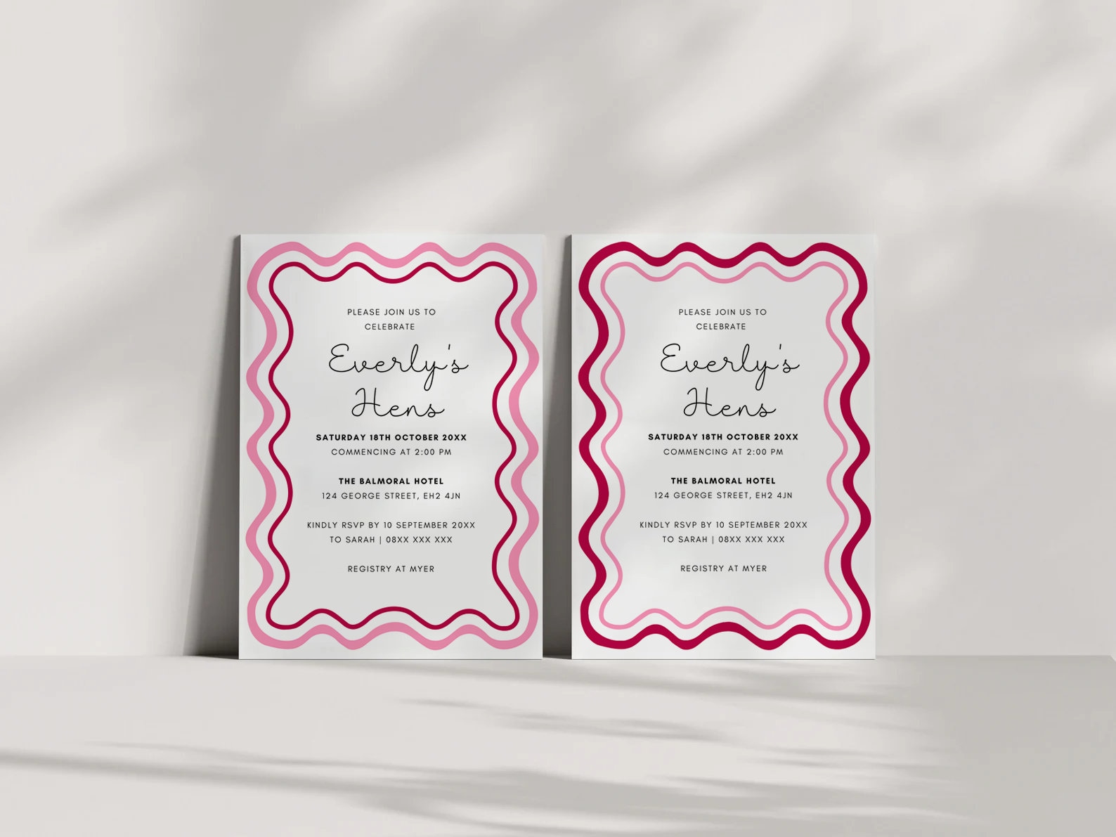 Pink Wavey Hens Party Invite Pink Hen Weekend Shower - Etsy UK