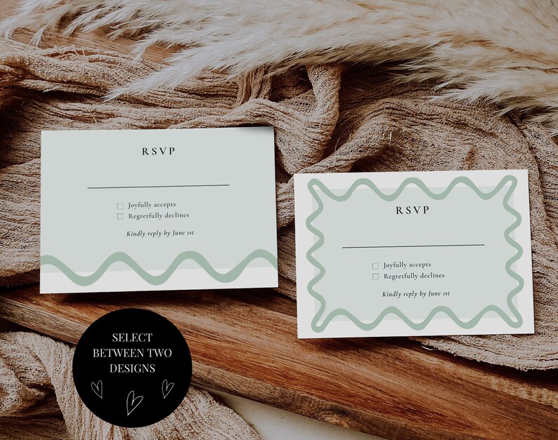 Wavy Wedding Invitation Curve Modern Wedding Invite Modern - Etsy