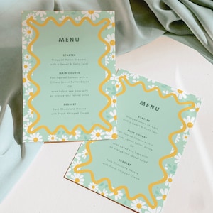 Daisy Flowers Menu Template: Floral Menu - Instant Download - Summer ...