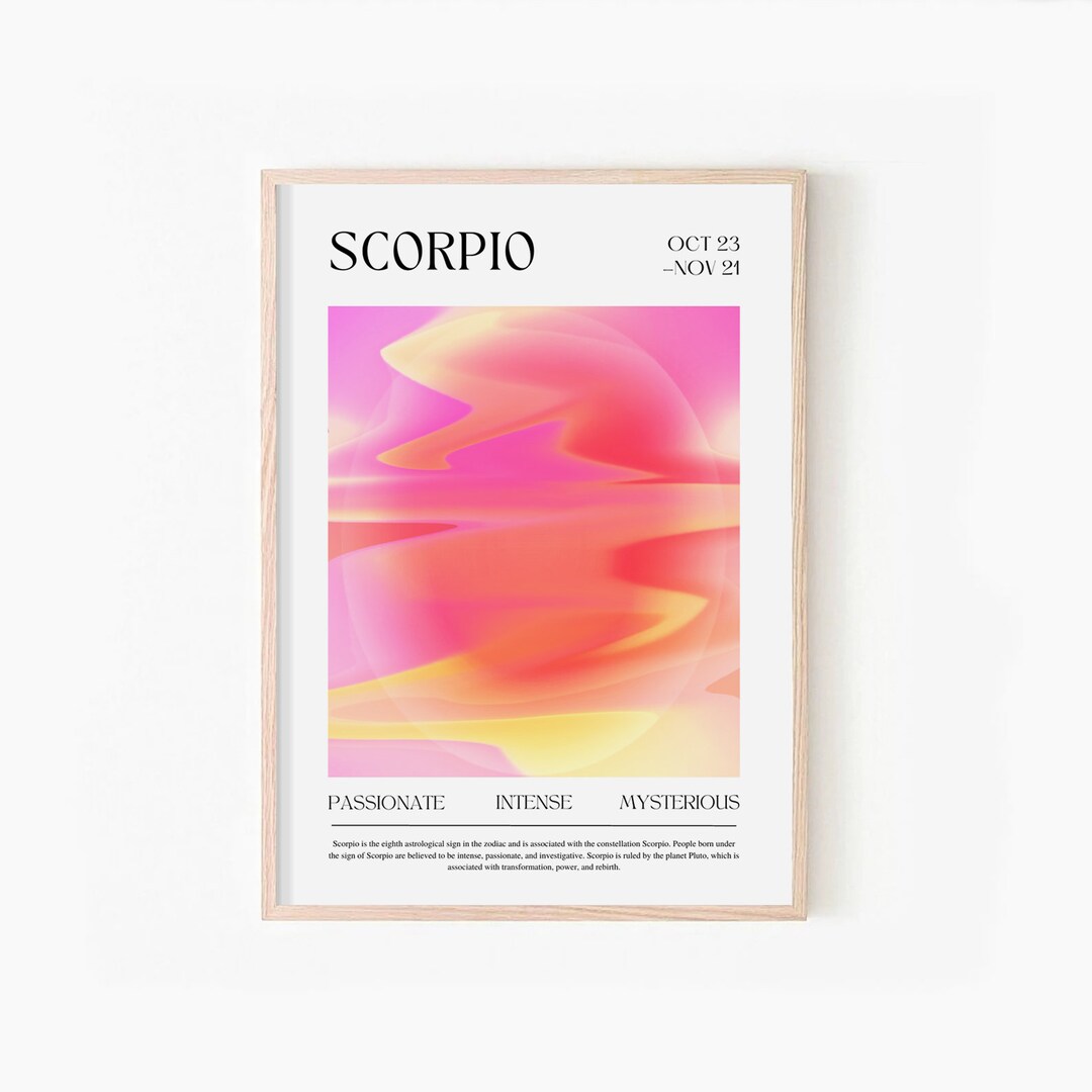Scorpio Zodiac Poster, Scorpio Zodiac Wall Art Aura Print, Scorpio ...